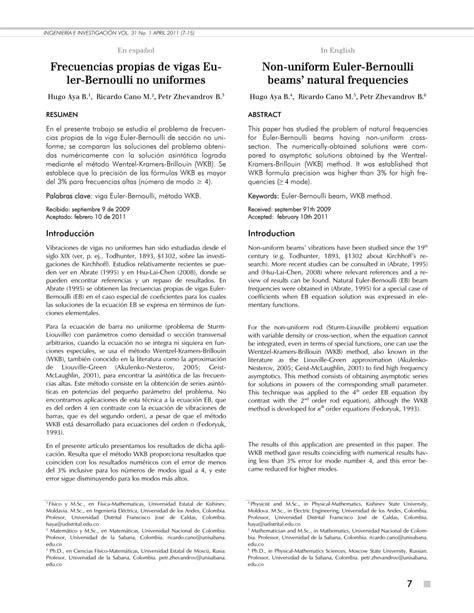 Pdf Non Uniform Euler Bernoulli Beams Natural Frequencies