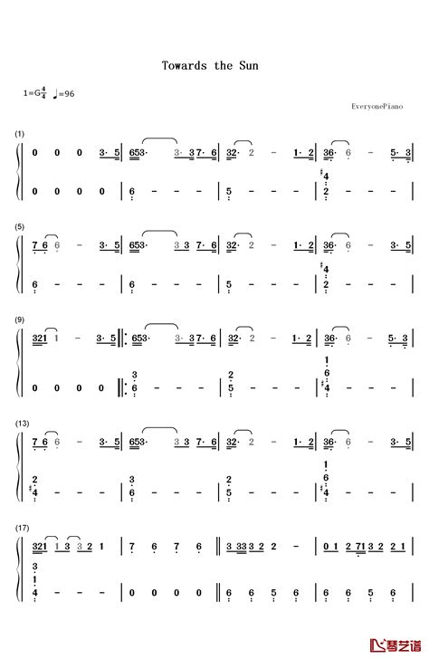 Towards The Sun钢琴简谱 数字双手 Rihanna 简谱网