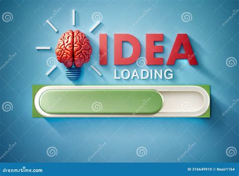 3d Illustration Render Of A Progress Bar And The Text Word Idea Loading Above It Stock