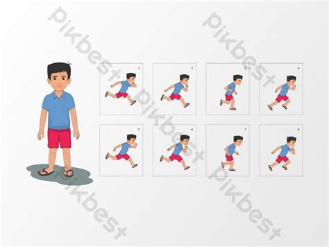 실행주기 애니메이션 스프라이트 시트가있는 소년 캐릭터 일러스트 Psd 무료 다운로드 Pikbest