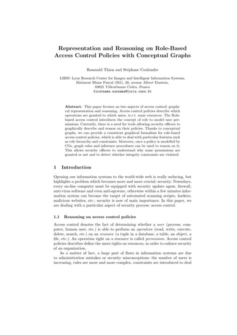 Pdf Representation And Reasoning On Role Based Access Control
