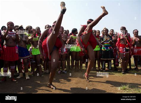 Zulu Reed Dance im eNyokeni Palace Nongoma Südafrika Stockfotografie