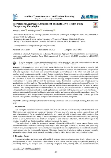 Pdf Hierarchical Aggregate Assessment Of Multi Level Teams Using
