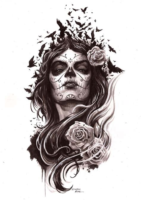 Pin By Roberto59 On Faces In 2024 Skull Girl Tattoo Sugar Skull Tattoos Sleeve Tattoos