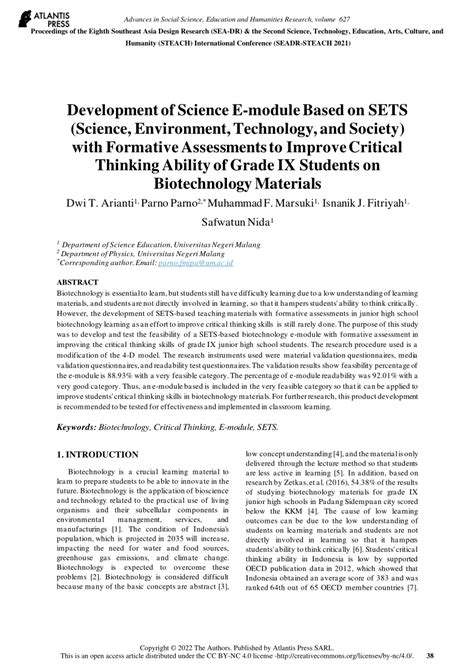 Pdf Development Of Science E Module Based On Sets Science Environment Technology And