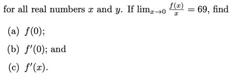 solved 1 function f satisfies f x y f x f y