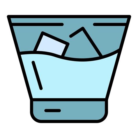 Icono de vaso de whisky frío contorno de icono de vector de vaso de