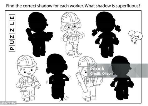 Jeu De Puzzle Pour Enfants Trouvez Lombre Correcte Dessin À Colorier
