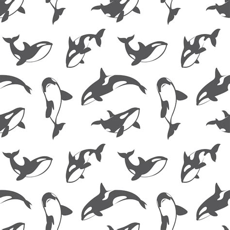 Premium Vector Seamless Pattern With Killer Whale