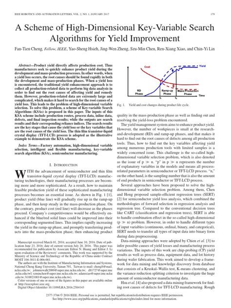 A Scheme Of High Dimensional Key Variable Search Algorithms For Yield Improvement Pdf
