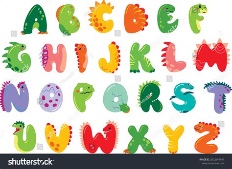 공룡 알파벳아이들을 위한 귀여운 디노 Abc 스톡 벡터로열티 프리 2002645487 Shutterstock