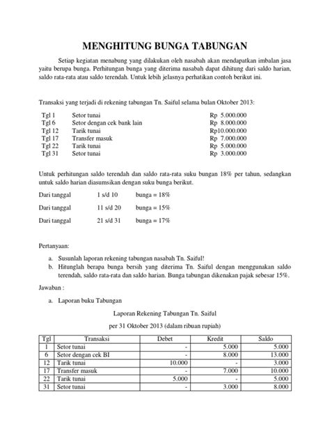 Cara Menghitung Dan Mengutip Bunga Tabungan Pdf