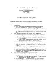Week 2 Assignement 1 Docx Social Media Effect With Teens Outline
