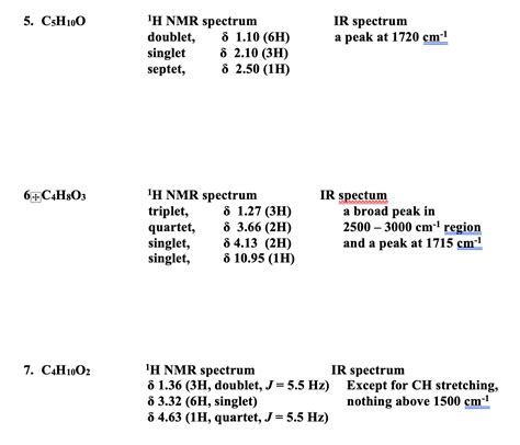 solved c5h10o1h ﻿nmr spectrumdoublet δ1 10 6h singlet
