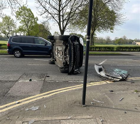Car Overturns In Wembley Collision One Person Taken To Hospital