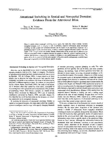pdf attentional switching in spatial and nonspatial domains evidence