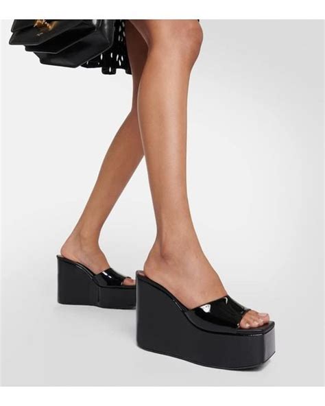 Alaïa Patent Leather Platform Wedge Mules In Black Lyst