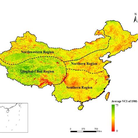 Four Geographical Regions Of China The Background Is The Average Vci