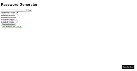 Password Generator Codesandbox