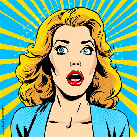 Image Vectorielle Stock Surprised Happy Excited Young Attractive Blonde
