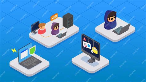 Free Vector Cyber Security Isometric Concept With Hacker Attacks