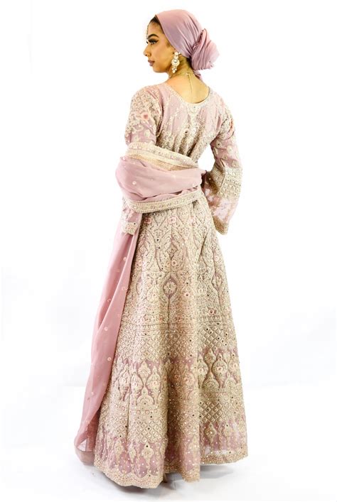 Fully Embroidered Anarkali Maxi Dress Dusty Rose Anraz