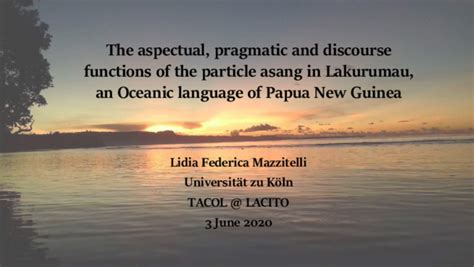 Pdf The Aspectual Pragmatic And Discourse Functions Of The Particle