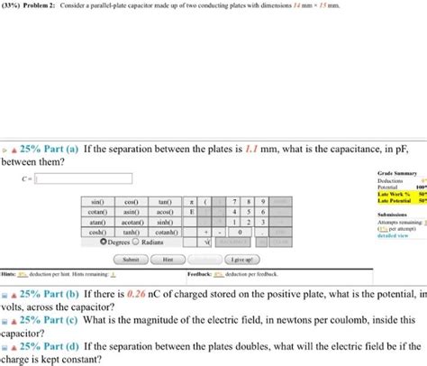 Solved 33 Problem 2 Consider A Parallel Plate Capacitor