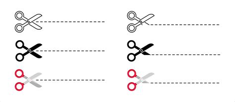 Open Scissors Line Icon Set Red Scissors Symbol Cut It Sign Cut Line