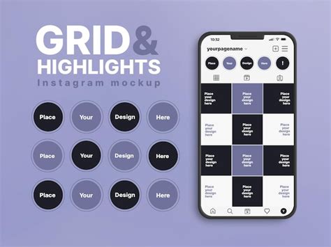 Premium Psd Instagram Grid Highlights And Phone Screen Mockup