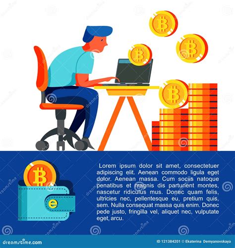 Bitcoin Mining Vector Conceptual Illustration Cryptocurrency Stock Vector Illustration Of