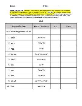 Segment Spoken Single Syllable Word Into Individual Sounds Data