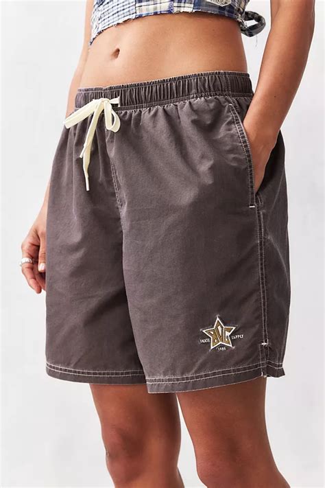 Bdg Chocolate Star Logo Swim Shorts Urban Outfitters Uk