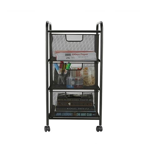Mind Reader 3 Drawer Mesh Rolling Cart Metal Storage Drawers File