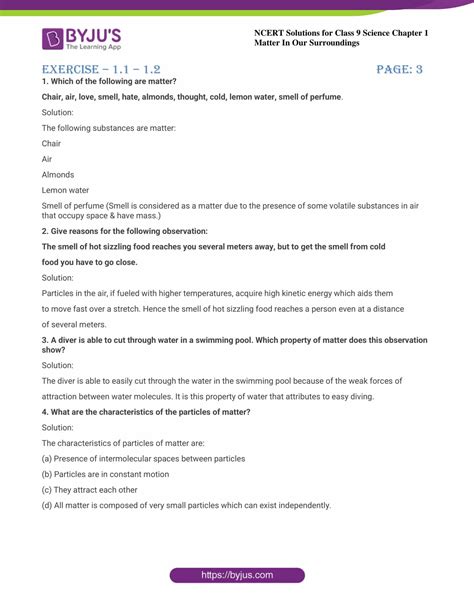 NCERT Solutions For Class 9 Science Chapter 1 Matter In Our Surroundings