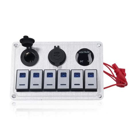 Panneau d interrupteur à bascule 6 Gang On Off Blue LED Light 4 2A