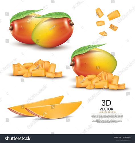 Vector Illustration Mangoes Mango Slices Design Stock Vector Royalty Free 2249824633