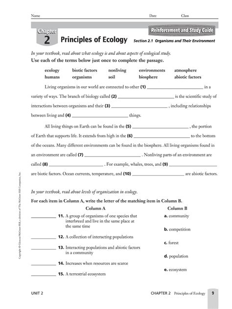 Basic Ecology Notes Worksheet Answers BiologyWorksheets Net