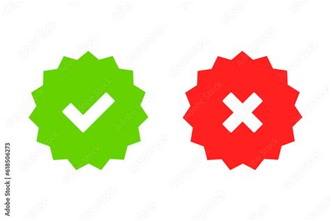 Check Mark Icon Vector Check Mark Wrong Sign Reject Icon Badge Checkmark Ok And X Icons