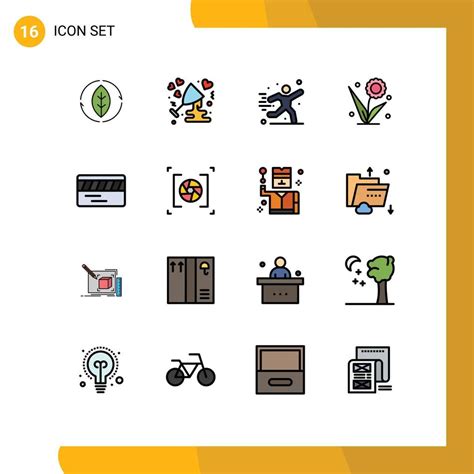 16 Thematic Vector Flat Color Filled Lines And Editable Symbols Of