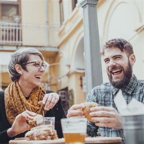 Couple In Fast Food Restaurant Stock Image Image Of Fast Casual