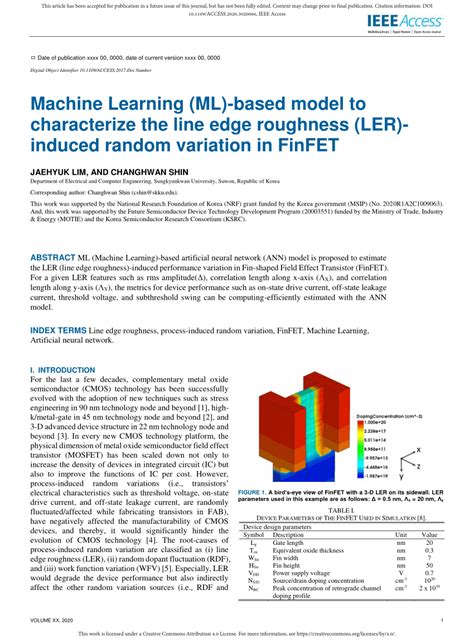 Pdf Machine Learning Ml Based Model To Characterize The Line Edge Roughness Ler Induced