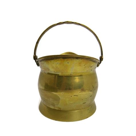 Small Coal Scuttle Bucket Planter Solid Vintage Brass Planter Fire
