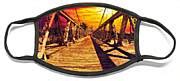 The deck of Waco Suspension Bridge at sunset - impasto oil painting ...