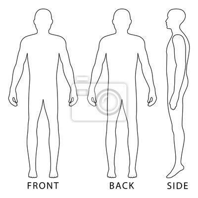 Full Length Profile Front Back View Of A Standing Naked Man Canvas
