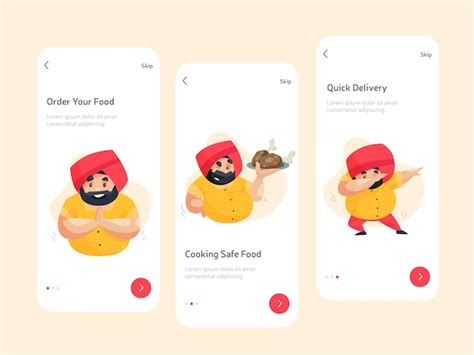 모바일 앱 플랫 디자인을위한 스플래시 화면 프리미엄 벡터