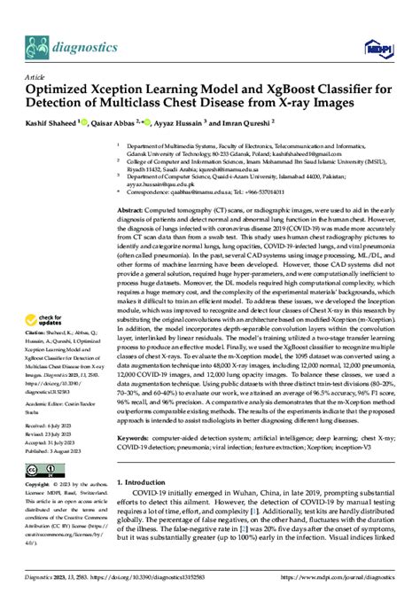 Pdf Optimized Xception Learning Model And Xgboost Classifier For