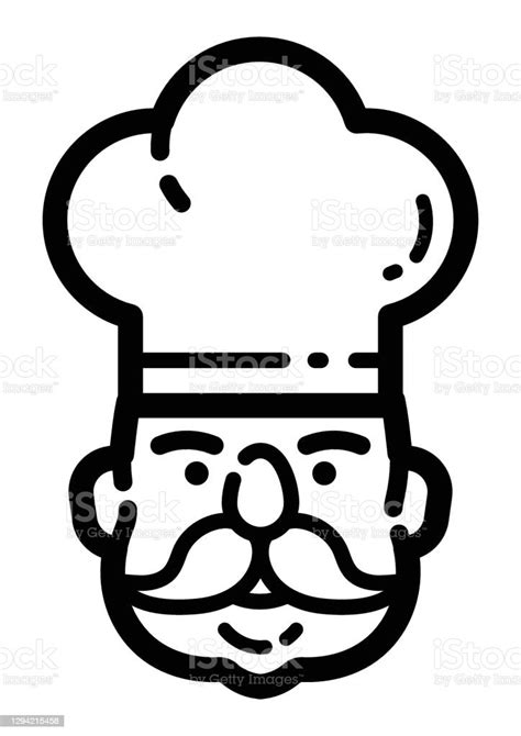 廚師在 Toque 平面圖示隔離在白色背景向量圖形及更多上唇鬍鬚圖片 上唇鬍鬚 側影 午餐 Istock
