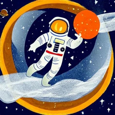 An Astronaut Facing Right Floating In Space With Sta OpenArt