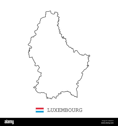 Luxembourg Map Line Linear Thin Vector Luxembourg Simple Map And Flag